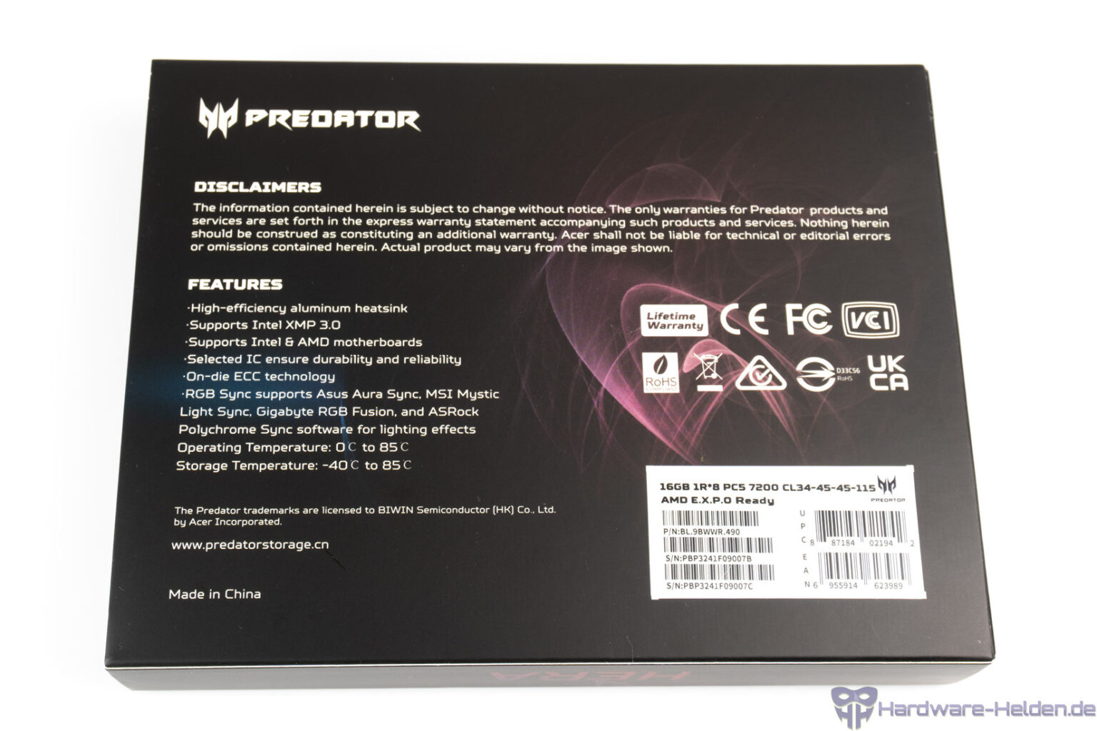 Predator Hera RGB DDR5-7200 RAM im Test - Hardware-Helden